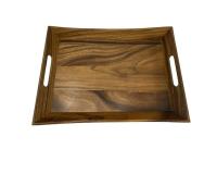 China 19.88 X 14 X 2.5 Inch Acacia Curved Serving Tray Set With Handle Logo For Gifts Stores for sale