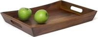 China 19.88 X 14 X 2.5 Inch Acacia Curved Serving Tray Set With Handle Logo For Gifts Stores for sale