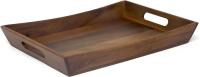 China 19.88 X 14 X 2.5 Inch Acacia Curved Serving Tray Set With Handle Logo For Gifts Stores for sale