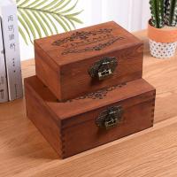 China Varnishing Handling Vintage Style Customized Small Wooden Wedding Photo Box with Lock for sale