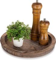 China Custom Wooden Serving Tray Rustic Round Candle Holder Decor for Cake Tools and Design for sale