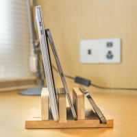 China Non-folding Rack Vertical Laptop Stand Customized Logo Double Stand Holder with Dock for sale