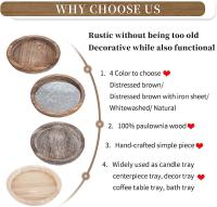 China Custom Wooden Serving Tray Rustic Round Candle Holder Decor for Cake Tools and Design for sale