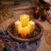 China Custom Wooden Serving Tray Rustic Round Candle Holder Decor for Cake Tools and Design for sale