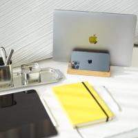 China Non-folding Rack Vertical Laptop Stand Customized Logo Double Stand Holder with Dock for sale