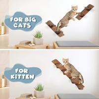China Say Goodbye to Messy Floors Wall Mounted Cat Feeding Shelf with Ladder and 2 Bowls for sale