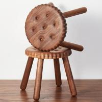 China Small Kids' Delight Custom Wooden Stools in Cookie Shape Made of Beech Walnut Wood for sale