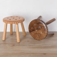 China Small Kids' Delight Custom Wooden Stools in Cookie Shape Made of Beech Walnut Wood for sale