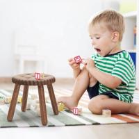 China Small Kids' Delight Custom Wooden Stools in Cookie Shape Made of Beech Walnut Wood for sale