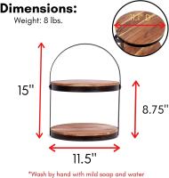 China As Your Request 2 Tier Wooden Serving Tray with Metal Holder Cake Dessert Display for sale
