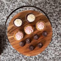 China As Your Request 2 Tier Wooden Serving Tray with Metal Holder Cake Dessert Display for sale