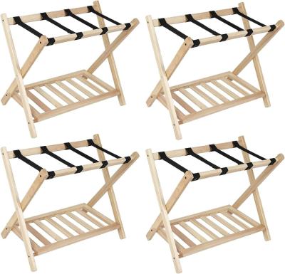China High Quantity 2 Tier Foldable Luggage Racks with Shelf and Heavy Duty Nylon Belts for sale