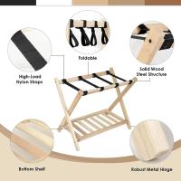 China High Quantity 2 Tier Foldable Luggage Racks with Shelf and Heavy Duty Nylon Belts for sale