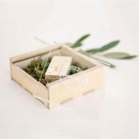 China Small Square Wooden Carved Packaging Box with Sliding Lid Environmental and Elegant Design for sale