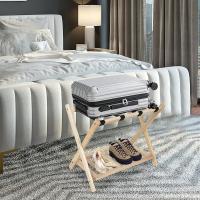 China High Quantity 2 Tier Foldable Luggage Racks with Shelf and Heavy Duty Nylon Belts for sale