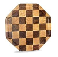 China Customized 12X12X0.8 Inch Acacia Wooden Cutting Octagon Serving Board with Juice Groove for sale