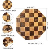 China Customized 12X12X0.8 Inch Acacia Wooden Cutting Octagon Serving Board with Juice Groove for sale