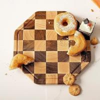 China Customized 12X12X0.8 Inch Acacia Wooden Cutting Octagon Serving Board with Juice Groove for sale