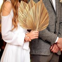 China Vitalucks Logo Eco-Friendly Compostable Hand 4 Pcs Large Natural Gold Dried Palm Leaves for sale