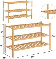 China Multi-Function 3-Tier Bamboo Shoe Rack for Customizable Storage Non-folding Stackable for sale