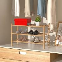 China Multi-Function 3-Tier Bamboo Shoe Rack for Customizable Storage Non-folding Stackable for sale