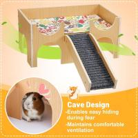 China Sturdy Wooden Guinea Pig Hideout Upgraded Small Animal House with Stairs and Bed Hut for sale