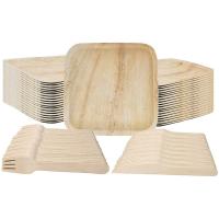 China Romantic Square Biodegradable Areca Palm Leaf Wooden Bamboo Plate for Disposable Party for sale
