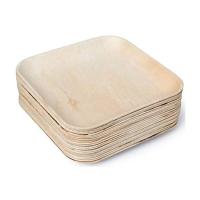 China Romantic Square Biodegradable Areca Palm Leaf Wooden Bamboo Plate for Disposable Party for sale