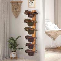 China Functional Design Multifunctional Wall Mount Storage Shelf and Hat Rack for Bamboo for sale