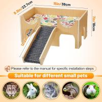 China Sturdy Wooden Guinea Pig Hideout Upgraded Small Animal House with Stairs and Bed Hut for sale