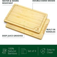 China Extra Large Natural Bamboo Cutting Board Set with Oil Grooves Set of 3 Serving Boards for sale