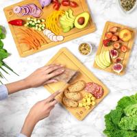 China Extra Large Natural Bamboo Cutting Board Set with Oil Grooves Set of 3 Serving Boards for sale