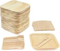 China 10-Piece Set of Palm Leaf Plates for Wedding Dinner Round and Square Disposable Dishes for sale