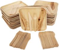 China 10-Piece Set of Palm Leaf Plates for Wedding Dinner Round and Square Disposable Dishes for sale