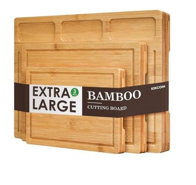 China Popular Custom Service Bamboo Cutting Boards For Kitchen Set Of 3 With Juice Groove for sale