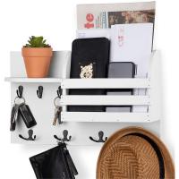 China Double Tier Wall Mount Storage Shelf Magnetic Home Hanging Organizer Rack with Key Holder for sale