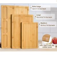 China Popular Custom Service Bamboo Cutting Boards For Kitchen Set Of 3 With Juice Groove for sale
