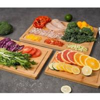 China Popular Custom Service Bamboo Cutting Boards For Kitchen Set Of 3 With Juice Groove for sale