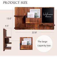 China OEM Wooden Wall Shelf With Cloth Hook Entryway Organizer Coat Hooks Key Rack Mail Holder Creative Wall Hanger Holder for sale