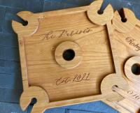China Customized Logo Wine Holder Food Serving Tray with Standing Type Wine Bottle Caddy for sale