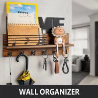 China Wall Decorative Wooden Key Hanger with 3 Double Hooks Functional Design Key Holder for sale