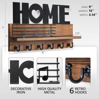 China Wall Decorative Wooden Key Hanger with 3 Double Hooks Functional Design Key Holder for sale
