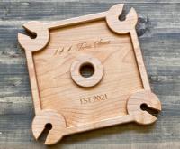 China Customized Logo Wine Holder Food Serving Tray with Standing Type Wine Bottle Caddy for sale