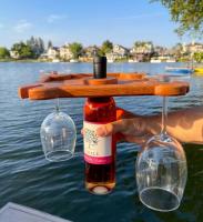 China Customized Logo Wine Holder Food Serving Tray with Standing Type Wine Bottle Caddy for sale