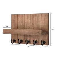 China Wooden Key Holder With 4 Key Hooks and Wall Mount Floating Shelf BAMBOO Key Organizer for sale
