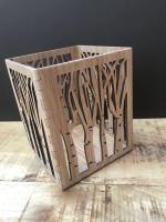 China Wooden Plain Color Candle Lantern for Handmade Tea Light Holders in Laser Cut Design for sale