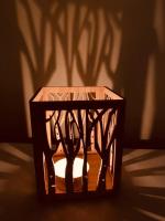 China Wooden Plain Color Candle Lantern for Handmade Tea Light Holders in Laser Cut Design for sale