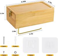 China Desk or Sport Bamboo Wall Mounted Toilet Paper Holder with Wet Tissue Storage Box for sale