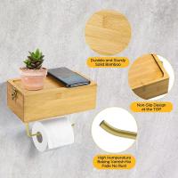 China Desk or Sport Bamboo Wall Mounted Toilet Paper Holder with Wet Tissue Storage Box for sale