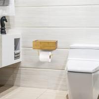China Desk or Sport Bamboo Wall Mounted Toilet Paper Holder with Wet Tissue Storage Box for sale